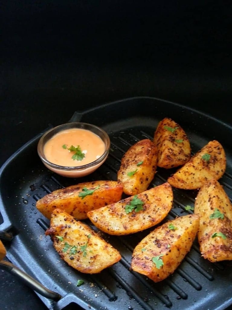 Indian Spiced Grilled Potato Wedges | Masala Grilled Potato Wedges ...