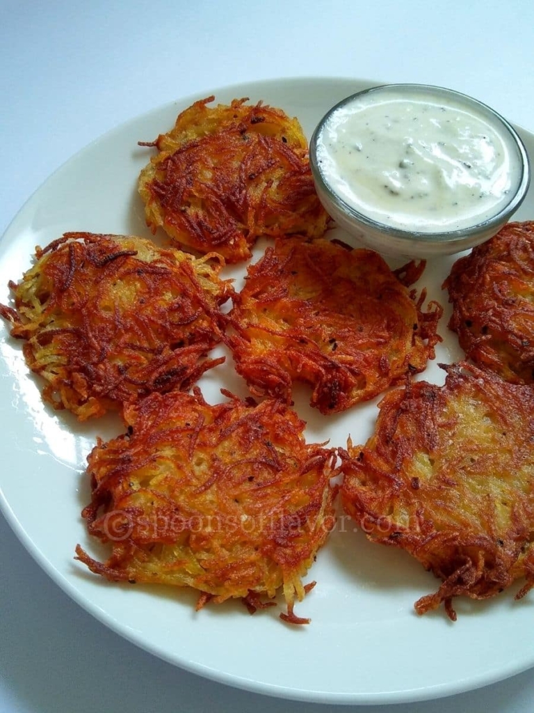 Simple Grated Potato Fritters Recipe - Spoons Of Flavor